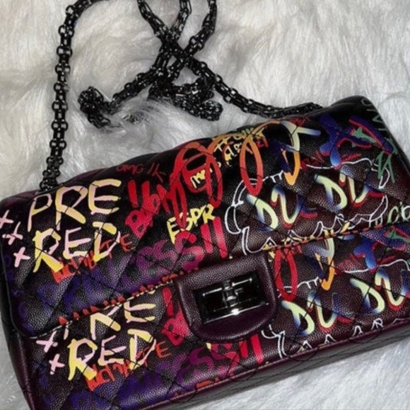 Bags | Graffiti Handbags For Women Cute Leather Shoulder Purse Bags ...